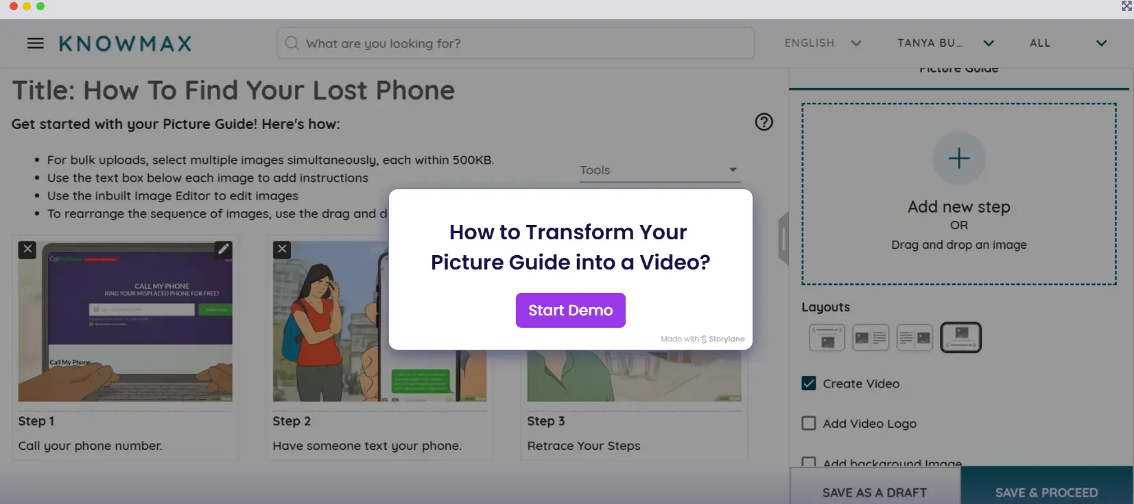 Transform Your Picture Guide into a Video With Knowmax