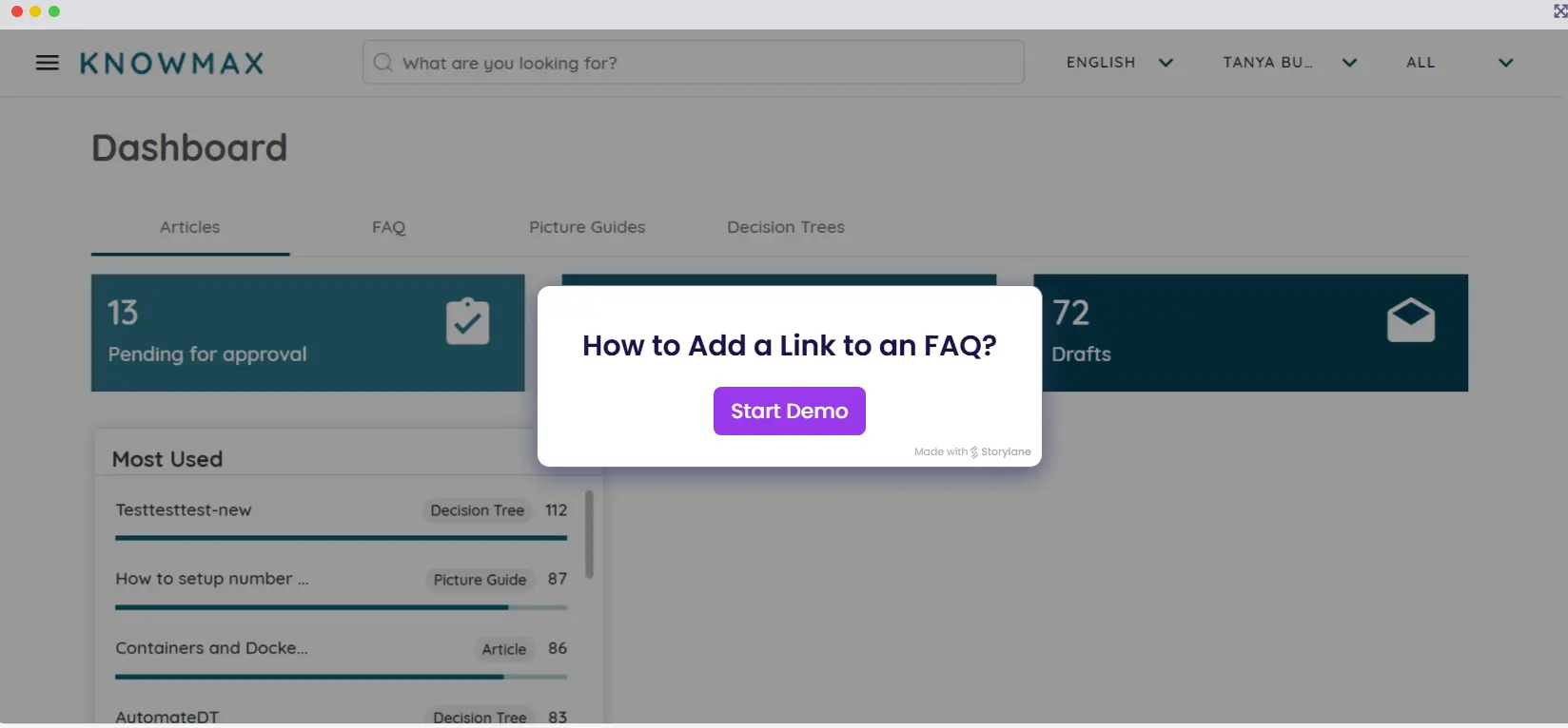 Easily Add A Link to An FAQ in Knowmax